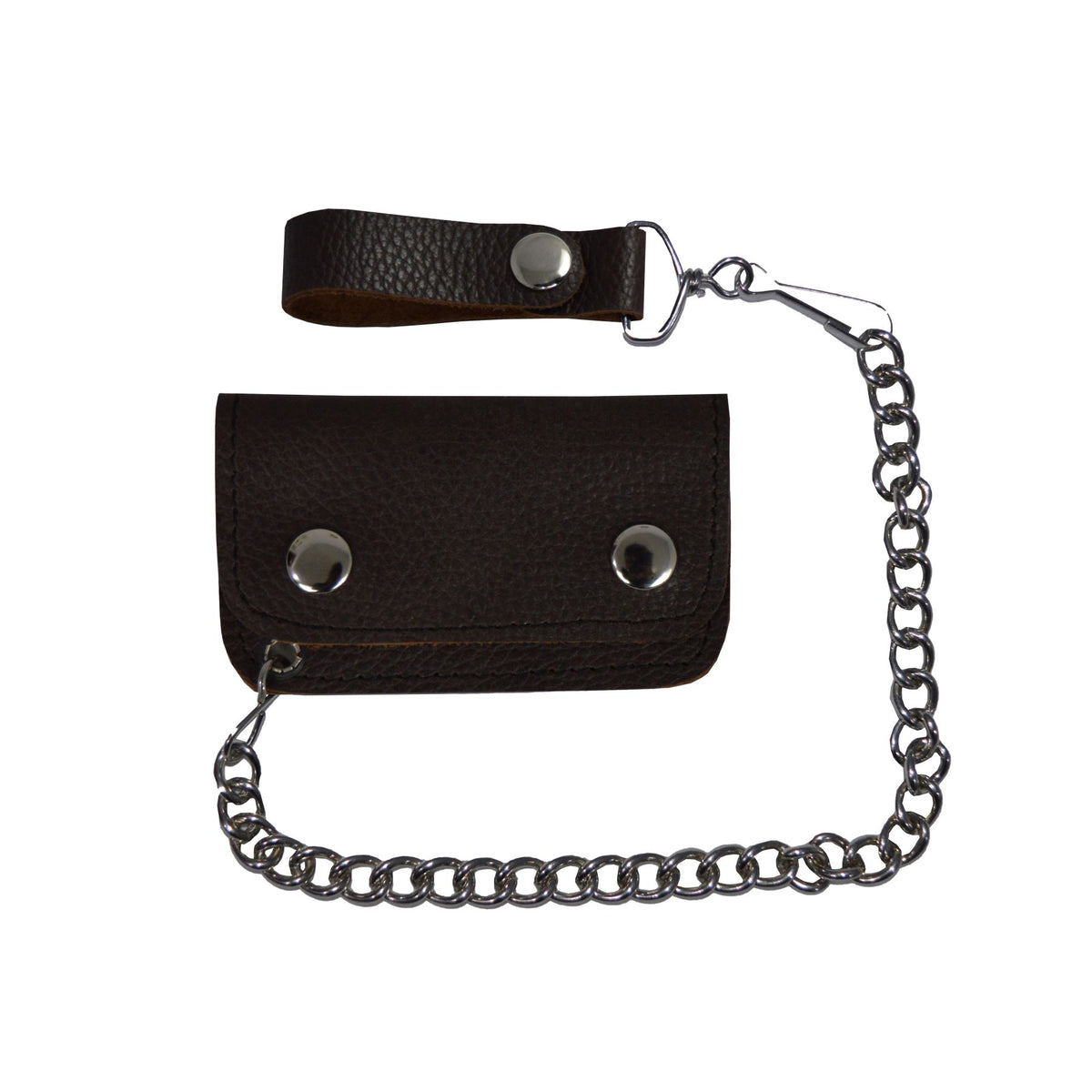 Dark Brown Leather Motorcycle Chain Coins Wallet – LeatherVendor