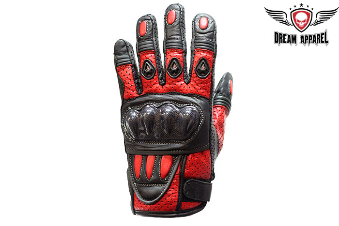 Mens Padded Red Racing Gloves – LeatherVendor