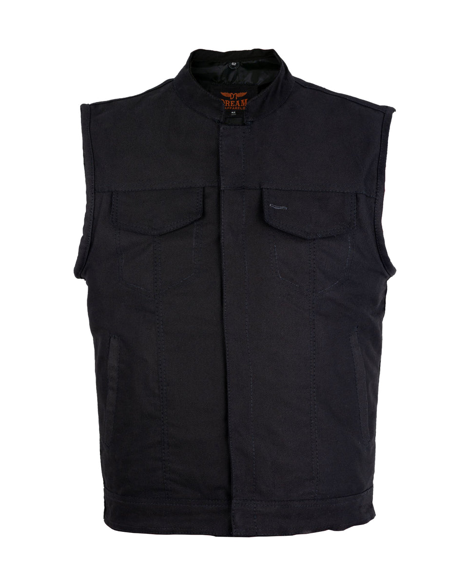 Mens SOA Style Motorcycle Club Vest® Black Denim Conceal Carry Pockets ...